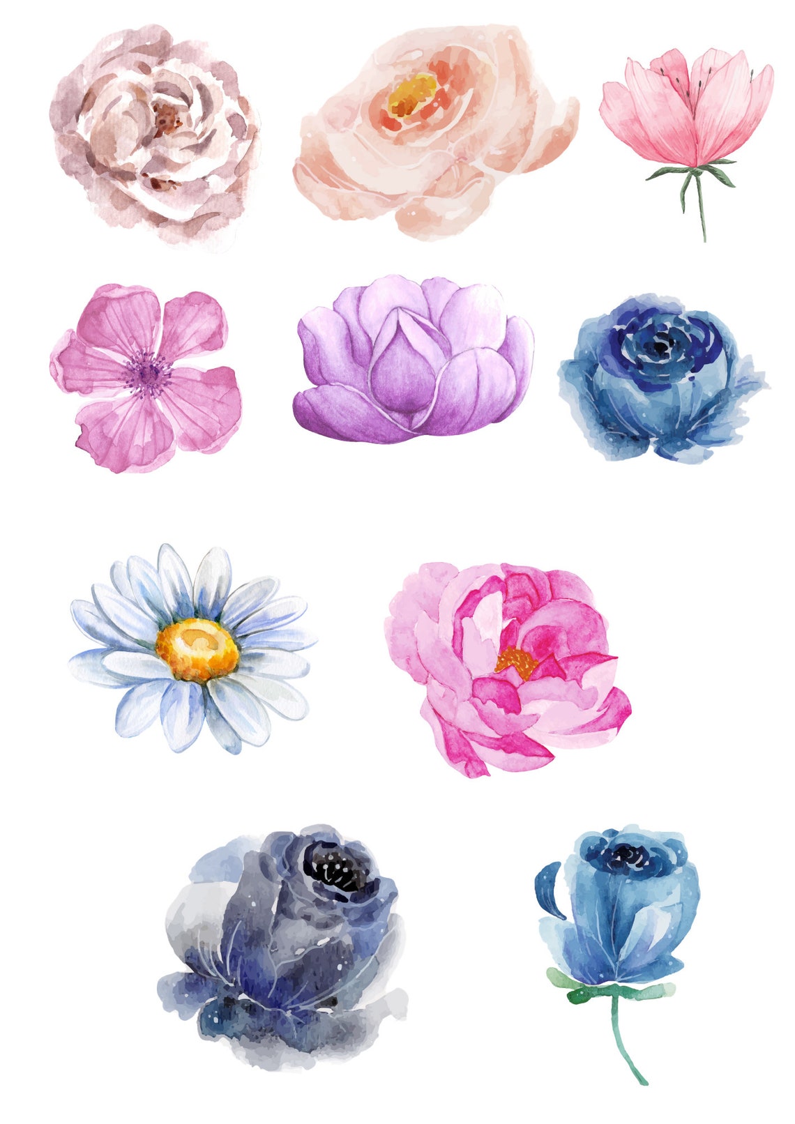 Flower Sticker Digital Journal Stickers-4 Color Goodnotes | Etsy