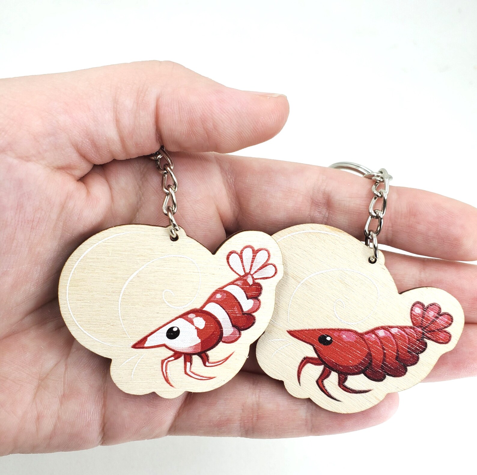 Wooden Shrimp Keychains - Etsy