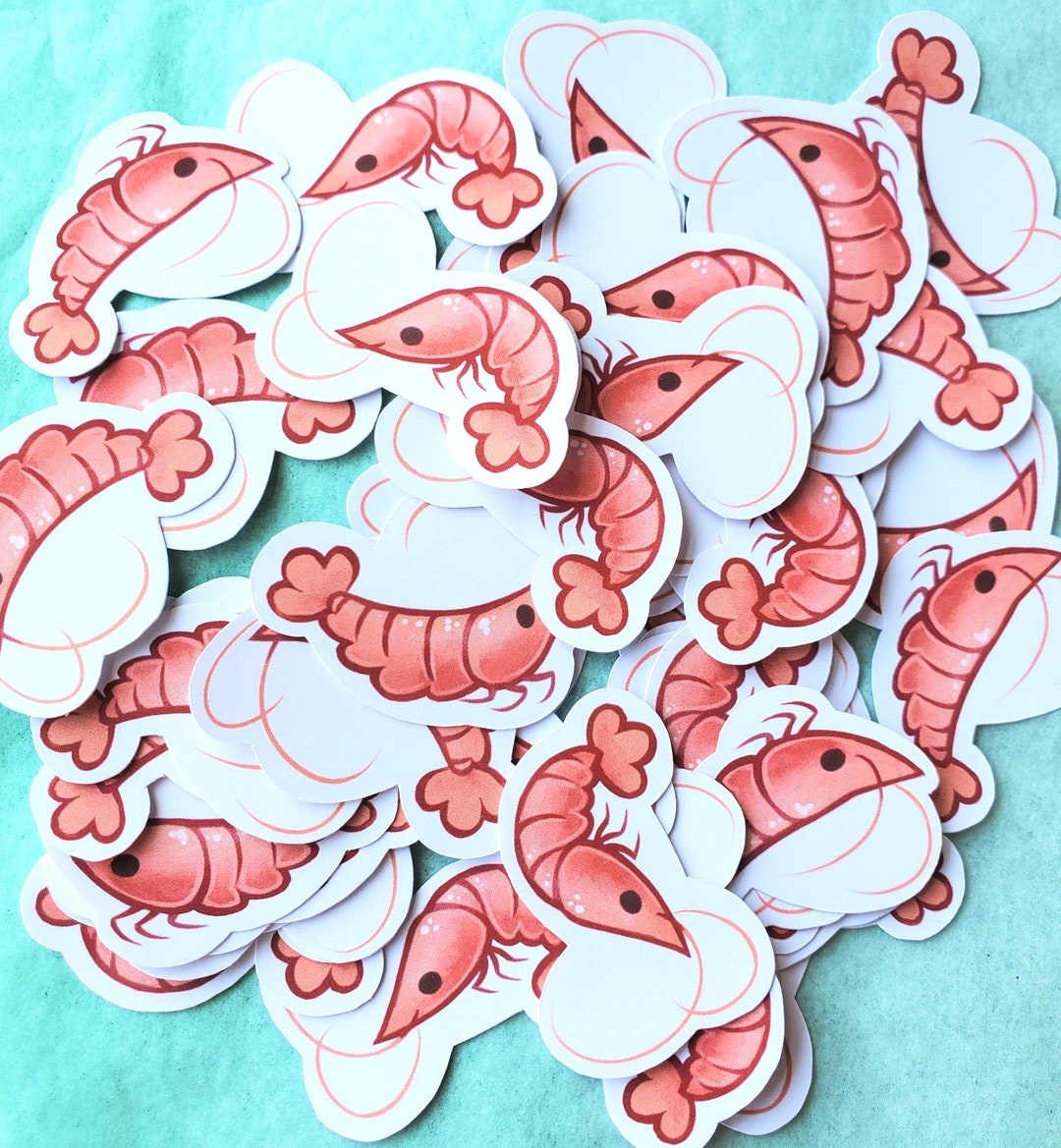 Cherry Shrimp Vinyl Stickers - Etsy