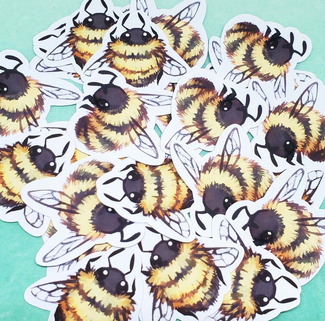 Fuzzy Bumblebee Vinyl Stickers - Etsy