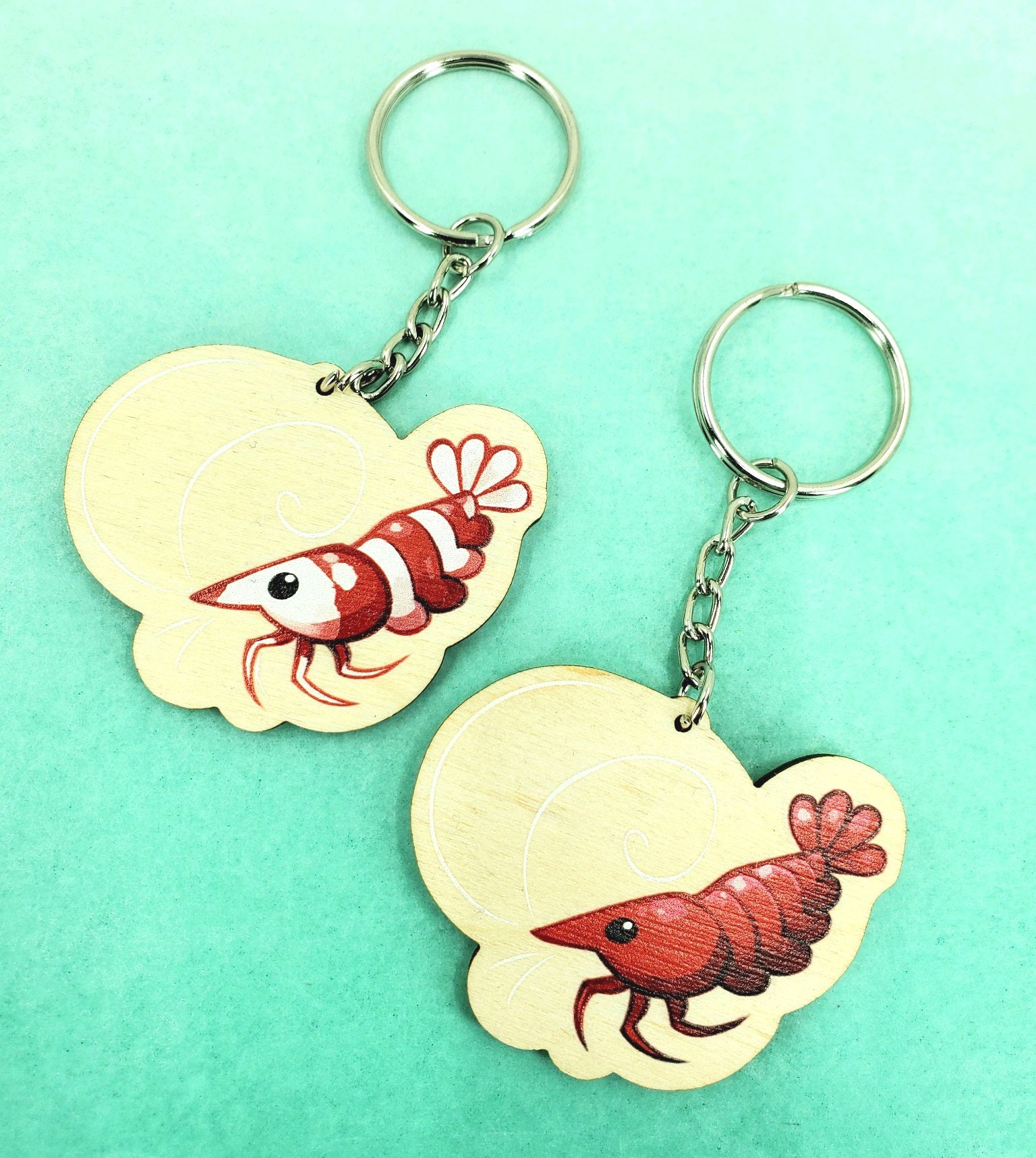 Wooden Shrimp Keychains | Etsy