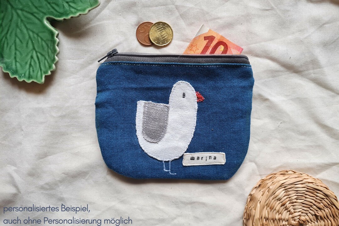 Purse small Purse Blue White Seagull, Beach, Nautical Maritime Cloth ...