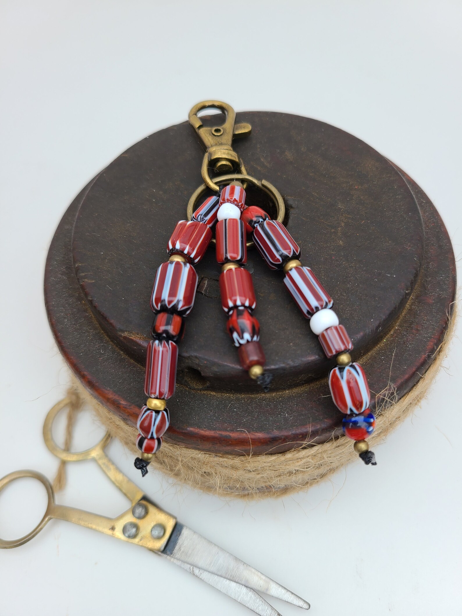 Multicolored Beaded Key Chain/purse/backpack Accessory; Handmade With ...