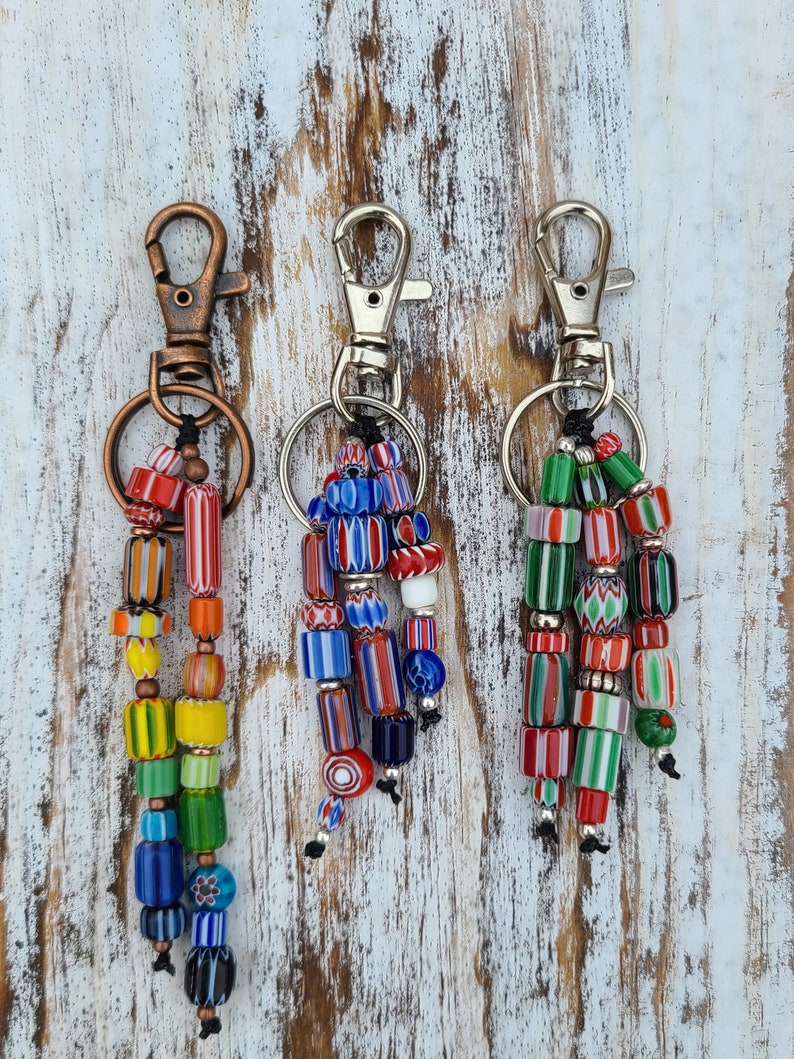 Multicolored Beaded Key Chain/purse/backpack Accessory; Handmade With ...