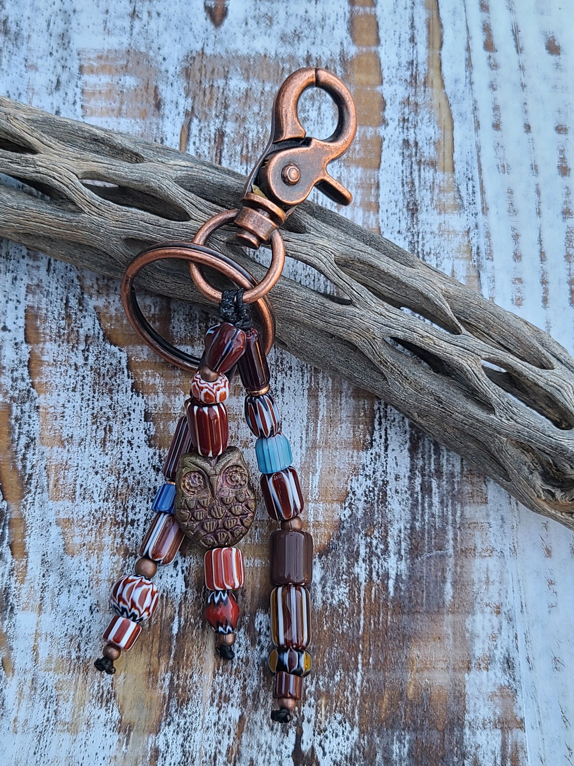 Key Chain/purse/backpack Accessory Handmade W/chevron Beads - Etsy