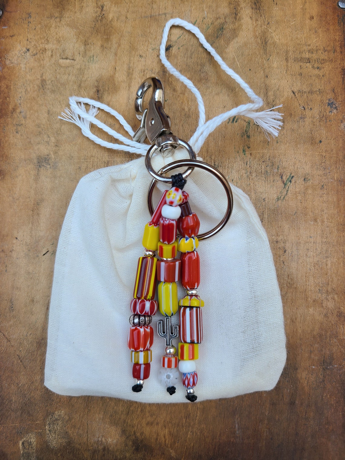 Key Chain/purse/backpack Accessory Handmade W/chevron Beads - Etsy