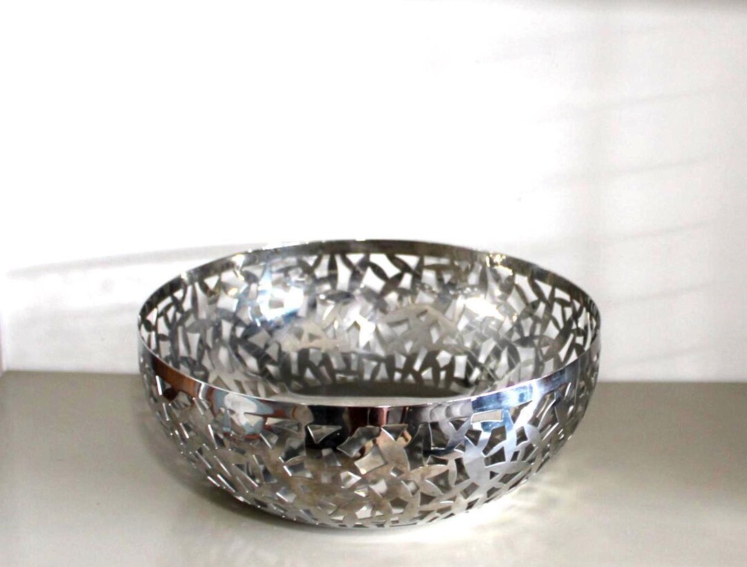 Alessi Cactus Fret Work Fruit Bowl in Polished Stainless Steel, Alessi ...