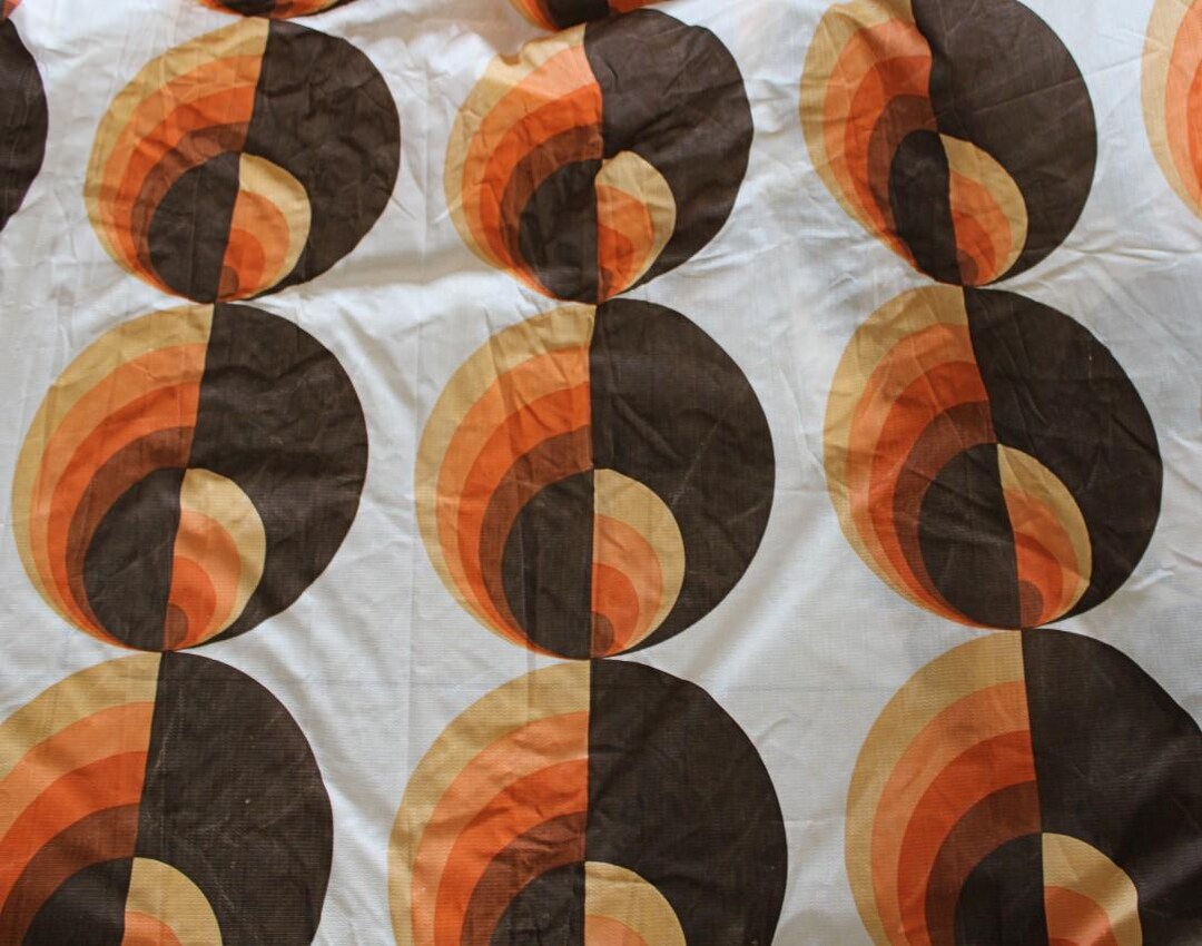 Retro 70s Curtain Op-art Pattern Brown, Orange .retro 70s Curtains ...