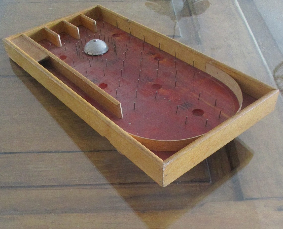 Wooden pinball Bagatelle game tabletop pinball machine | Etsy
