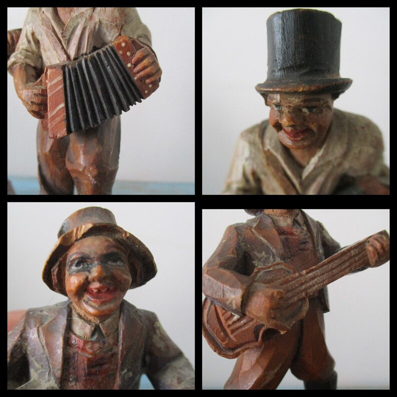Anri Wooden Musicians, Two Hand Carved Troubadours ,anri Italy, Anri ...