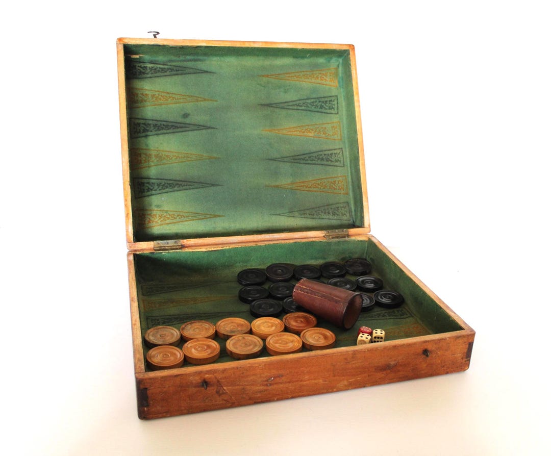 Backgammon Wooden Game Set, Antique Backgammon Set, Old Board Games ...