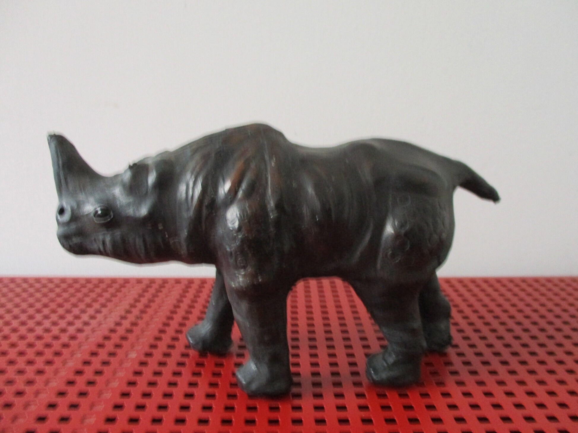 Leather Rhino ,vintage Leather Rhino Figure, Leather Animal Décor ...