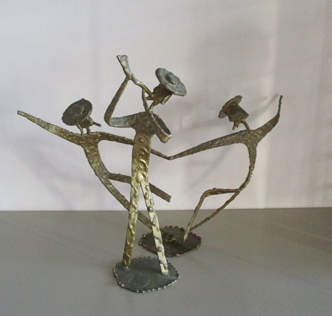 MCM Brutalist Metal Art Hasidic Dancing Sculpture ,vintage Judaica Art ...