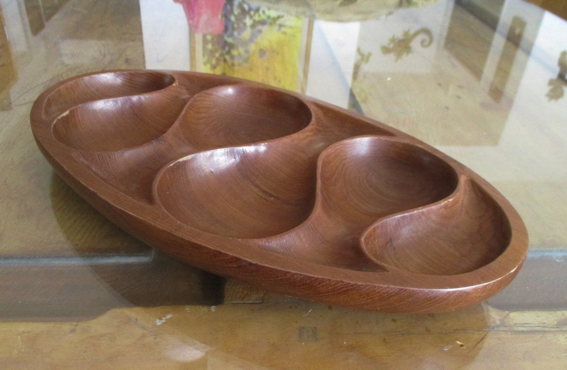 Teak Wood Tray by Laur. Jensen for Odense, Danish Modern Teak ,carved ...