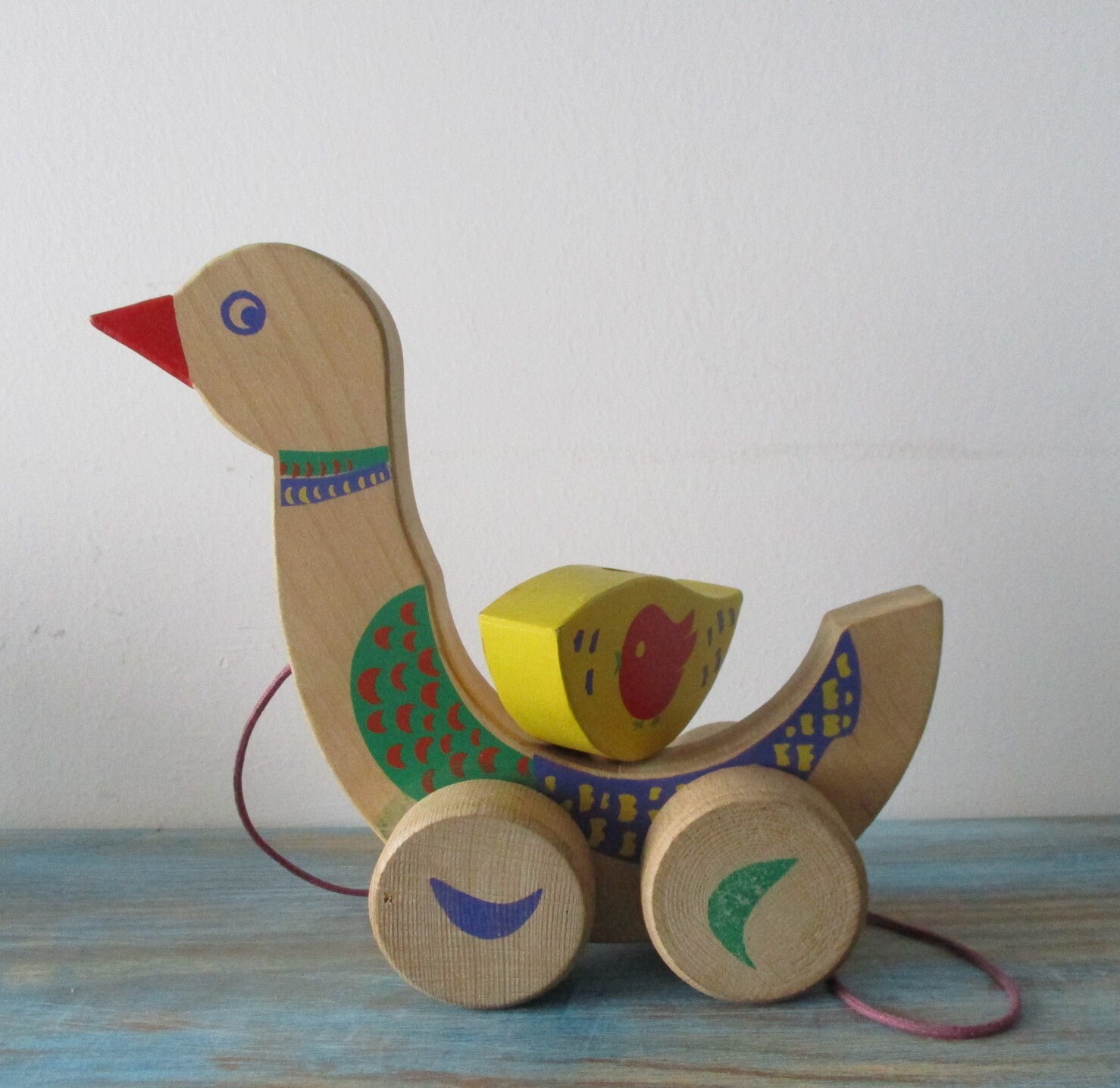 Push Pull Toy Duck, Duck Wheel Cart ,vintage Israeli Toys , Wooden Toys ...