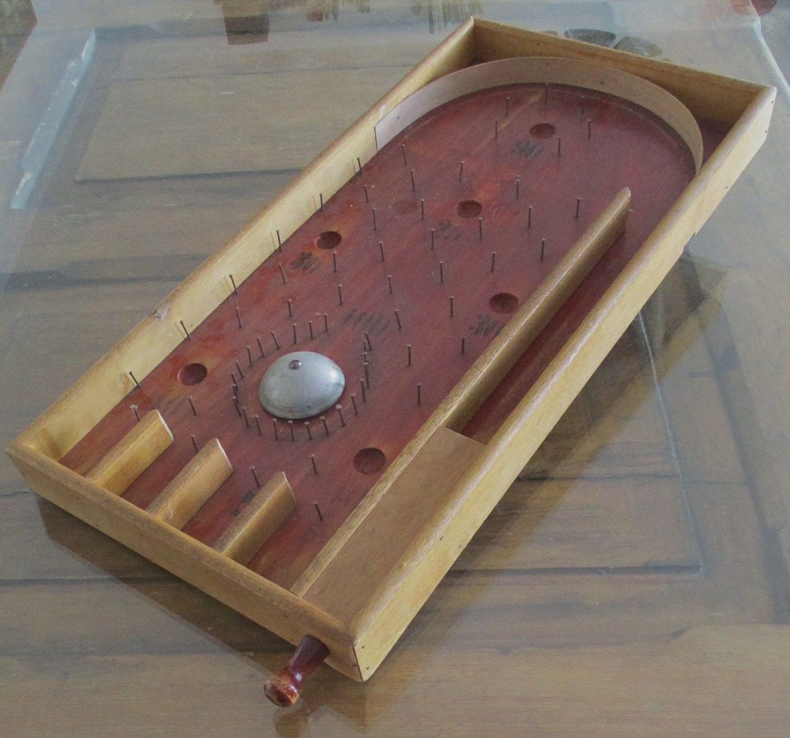 Wooden pinball Bagatelle game tabletop pinball machine | Etsy