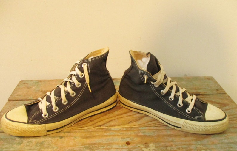 Vintage High Top Black Converse Chuck Taylor Shoes USA Made 5 - Etsy