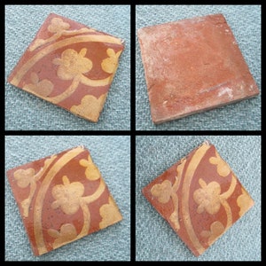 Antique Tiles ,four Tile Floral Motif ,antique Tiles, Antique Tile Set ...
