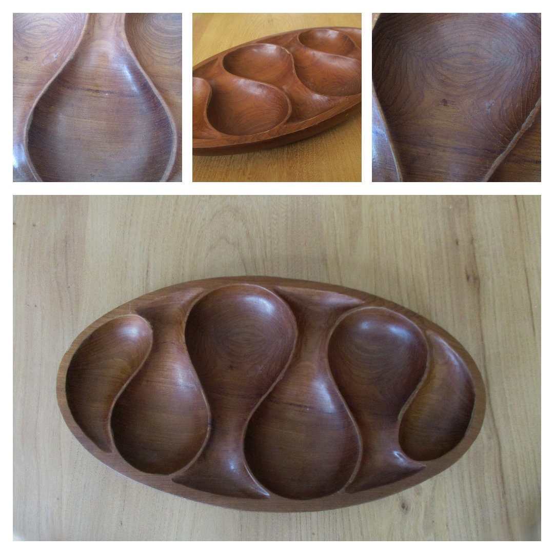 Teak Wood Tray by Laur. Jensen for Odense, Danish Modern Teak ,carved ...