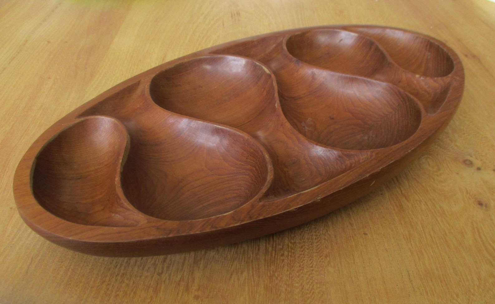 Teak Wood Tray by Laur. Jensen for Odense, Danish Modern Teak ,carved ...