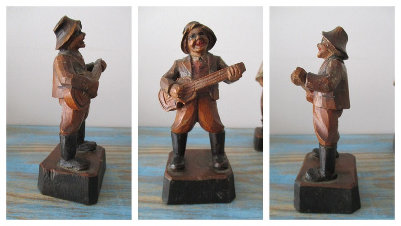 Anri Wooden Musicians, Two Hand Carved Troubadours ,anri Italy, Anri ...