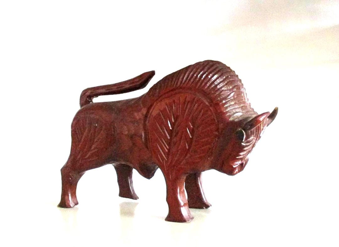 Carved Bull Statue .bull Market.folk Art Bull Statue, Stock Market Bull ...