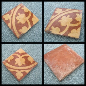 Antique Tiles ,four Tile Floral Motif ,antique Tiles, Antique Tile Set ...