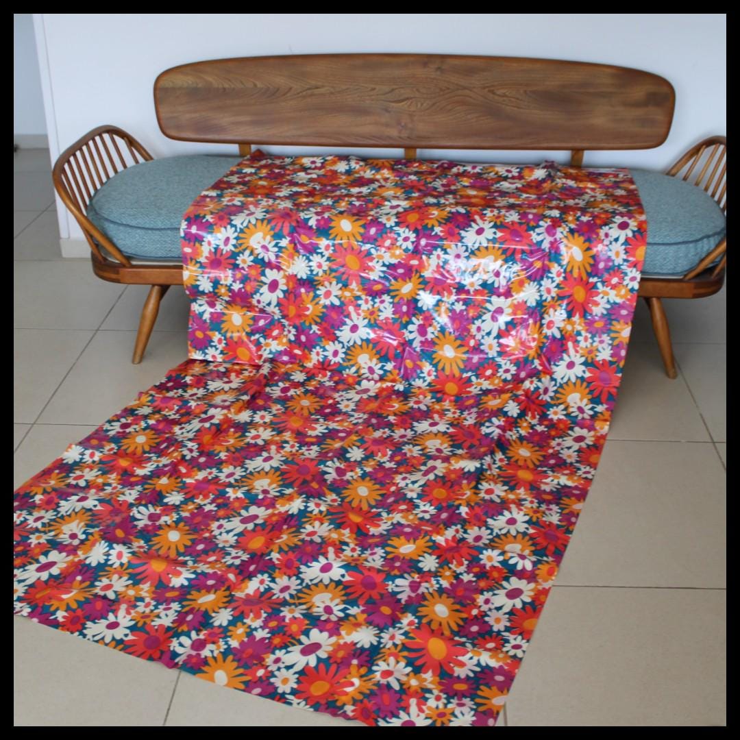 Flower Power Vinyl Floral Rectangle Table Covering,retro 80s Floral ...