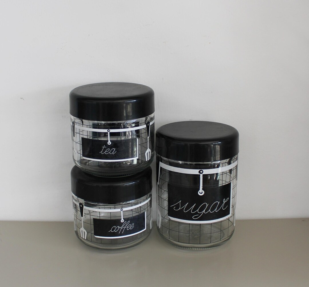 Coffee Tea Sugar Jars ,1980s Italian CERVE Glass Jars for Storing Tea ...
