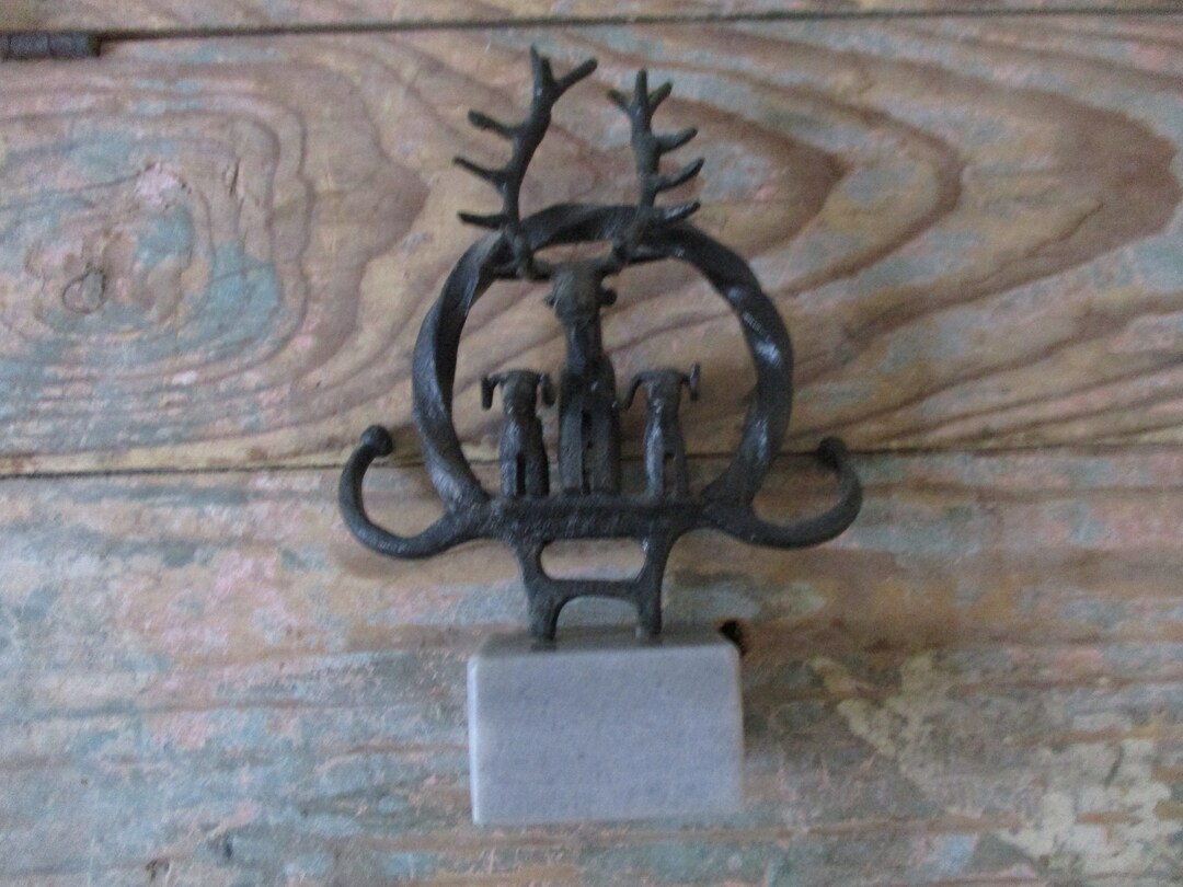 Wrought Iron Reindeer Sculpture , Folk Art Reindeer Figurine , Iron Art ...