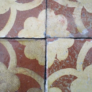 Antique Tiles ,four Tile Floral Motif ,antique Tiles, Antique Tile Set ...