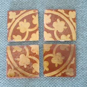 Antique Tiles ,four Tile Floral Motif ,antique Tiles, Antique Tile Set ...