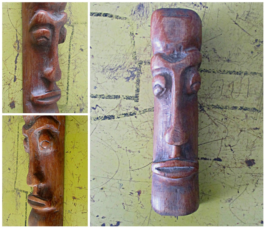 Folk Art Carved Face ,primitive Carved Mask ,folk Art Wood Statue,folk ...