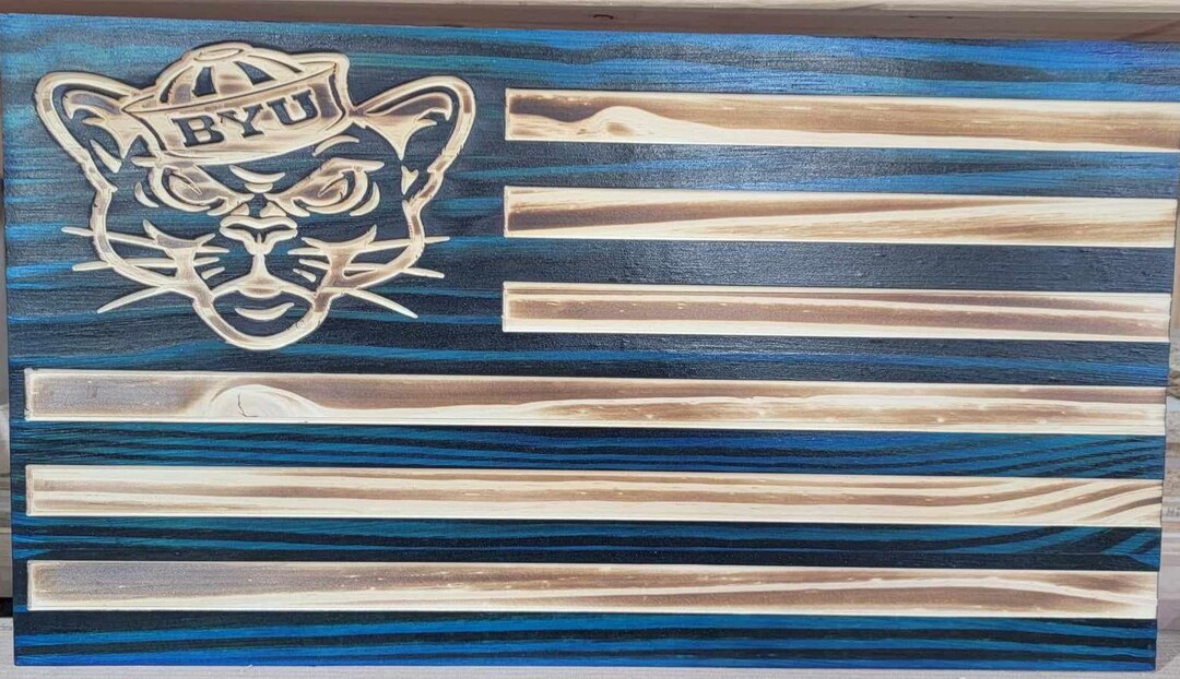 Handmade Wooden Licensed BYU Cougars Flag – Brigham Young University ...