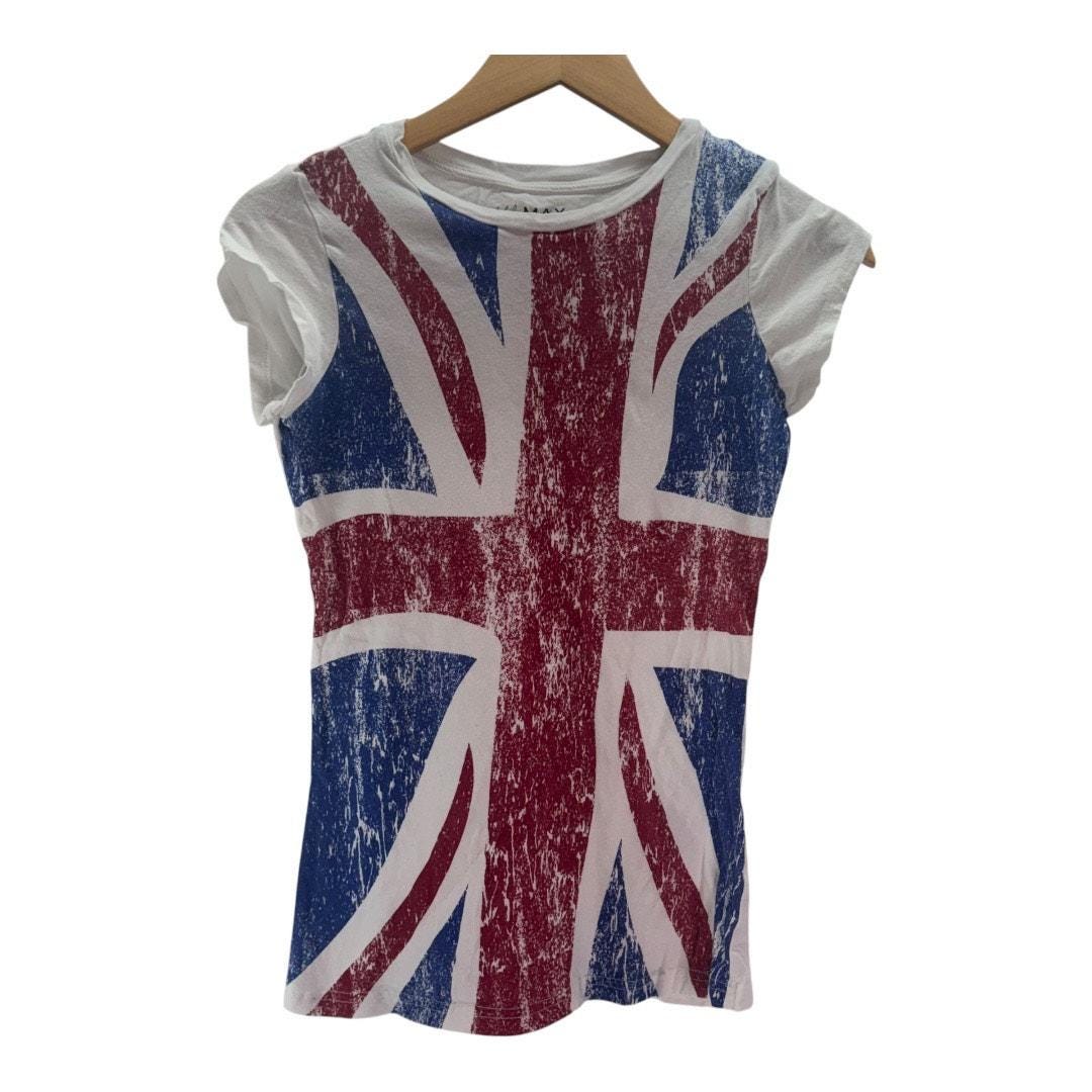 Miley Cyrus Max Azria Union Jack Baby Doll T-shirt Size Large Y2K Punk ...