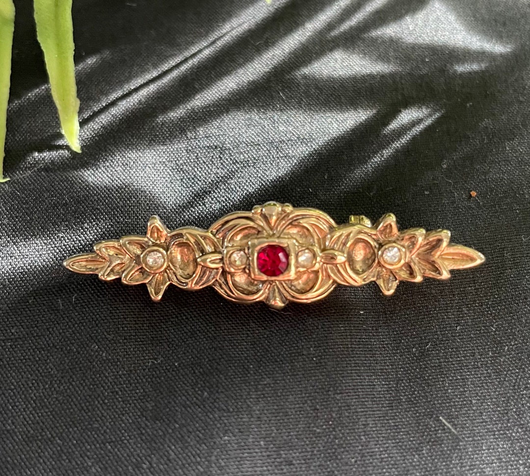 Vintage Brooch - Paste Ruby & Paste Diamond - Etsy UK