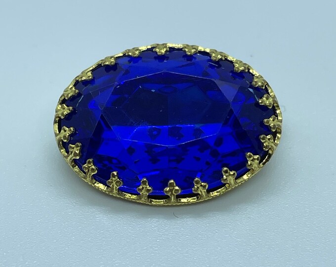 Vintage Blue Glass Brooch - Etsy