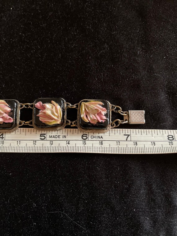 Vintage ceramic tile bracelet- floral design - Gem