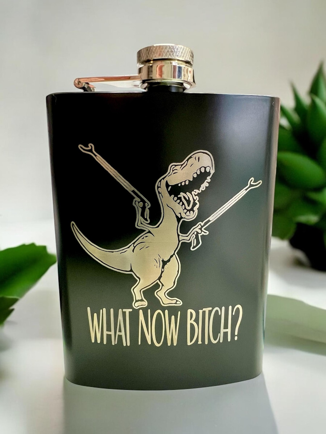 Custom Hip Flask | Engraved Hip Flask | Funny Hip Flask | T-rex ...