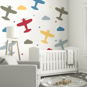 Wall Decal Set Peel and Stick Vinyl Planes Aviation Airplane Aerial ...