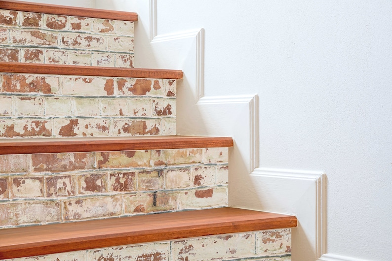 Rustic Brick Stair Riser Decal Set Peel and Stick Removable Stickers ...