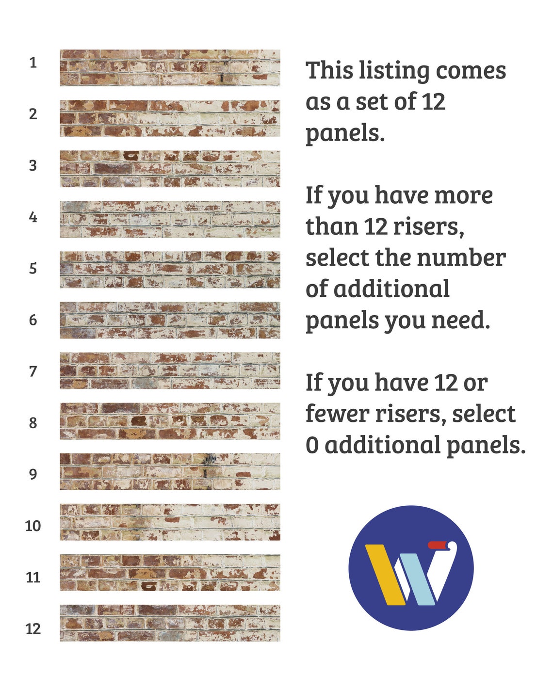 Rustic Brick Stair Riser Decal Set Peel and Stick Removable Stickers ...