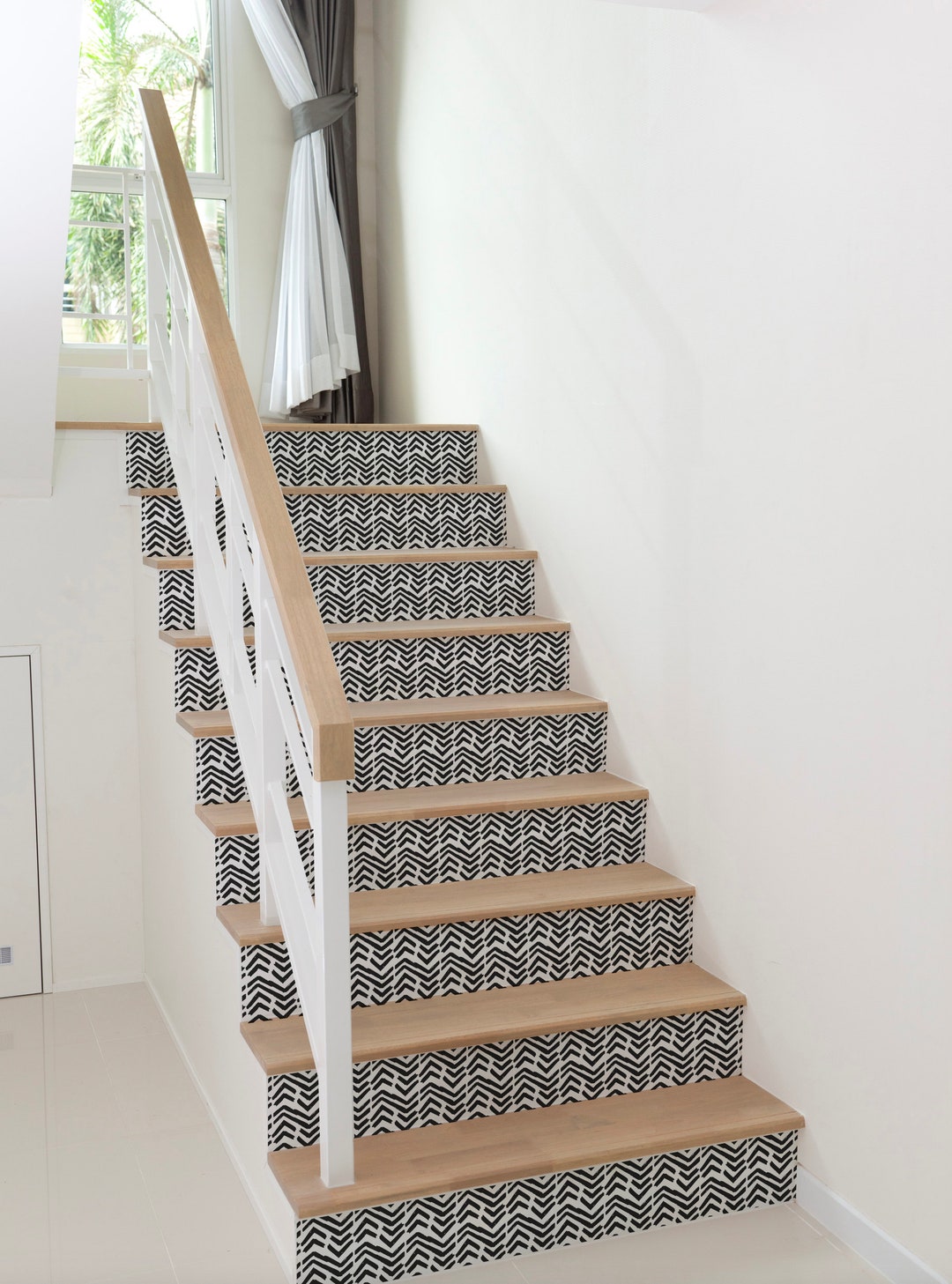 Chevron Brushed Stroke Stair Riser Decals Peel and Stick Removable ...