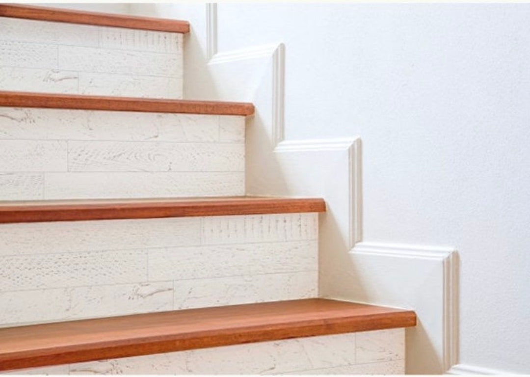 Whitewash Shiplap Stair Riser Decals Vinyl Strips Minimalist Farmhouse ...