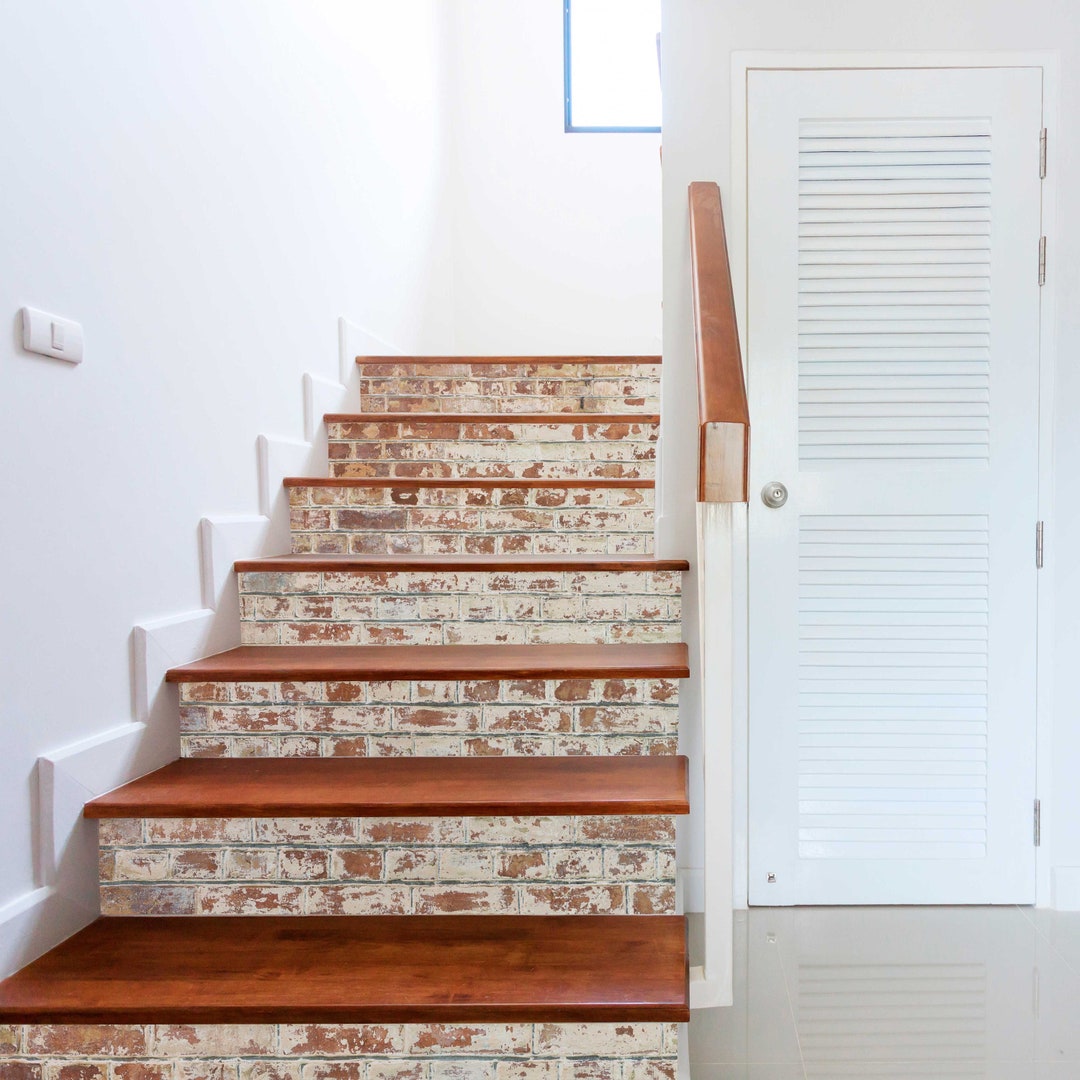 Rustic Brick Stair Riser Decal Set Peel and Stick Removable Stickers ...