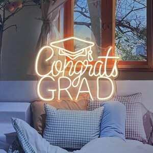 Neon Sign Custom , Congrats Grad Neon Sign ,neon Sign Bar , Neon Light ...