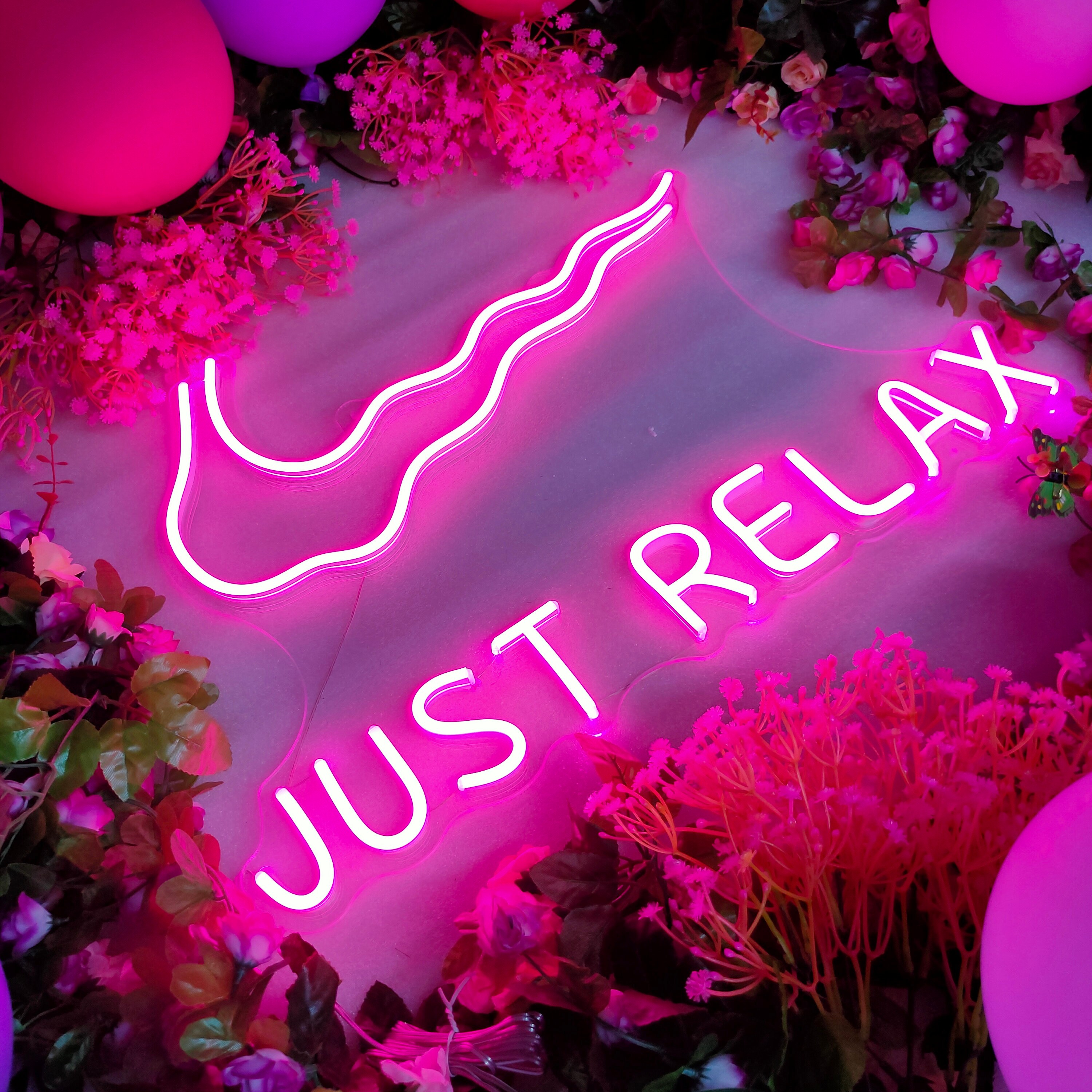 Just Relax Neon Signs Custom Logo Shop Nane for Kid Room | Etsy