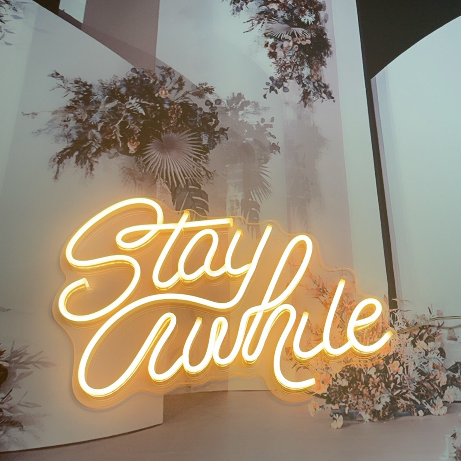 Custom Neon Sign Stay A While Neon Sign Neon Wedding Custom - Etsy