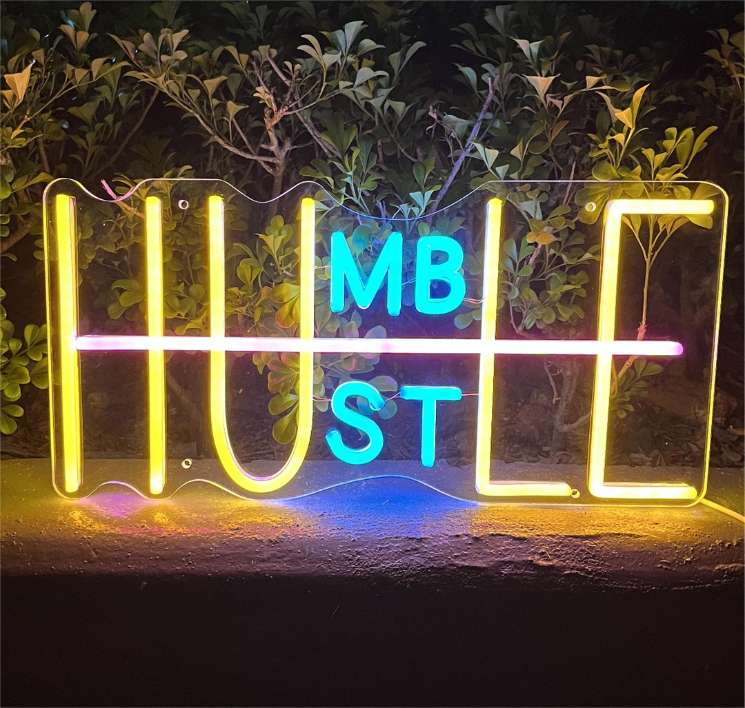 Hustle Humble Neon Sign Custom | Neo Lights Wall Decor | Classroom Neon ...