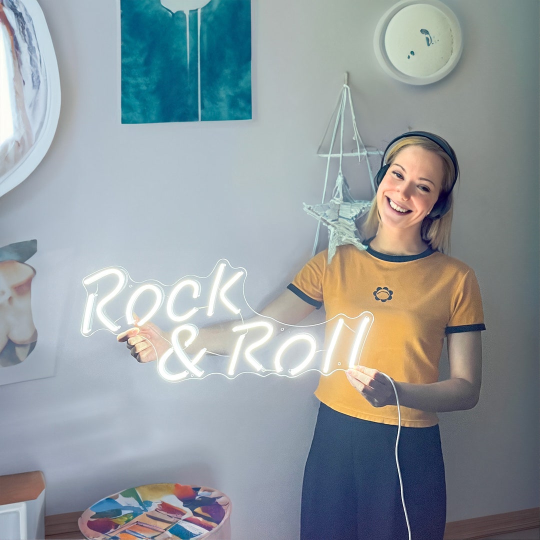 Neon Light Rock and Roll Sign Custom Neon Name Led Personalized Gift ...